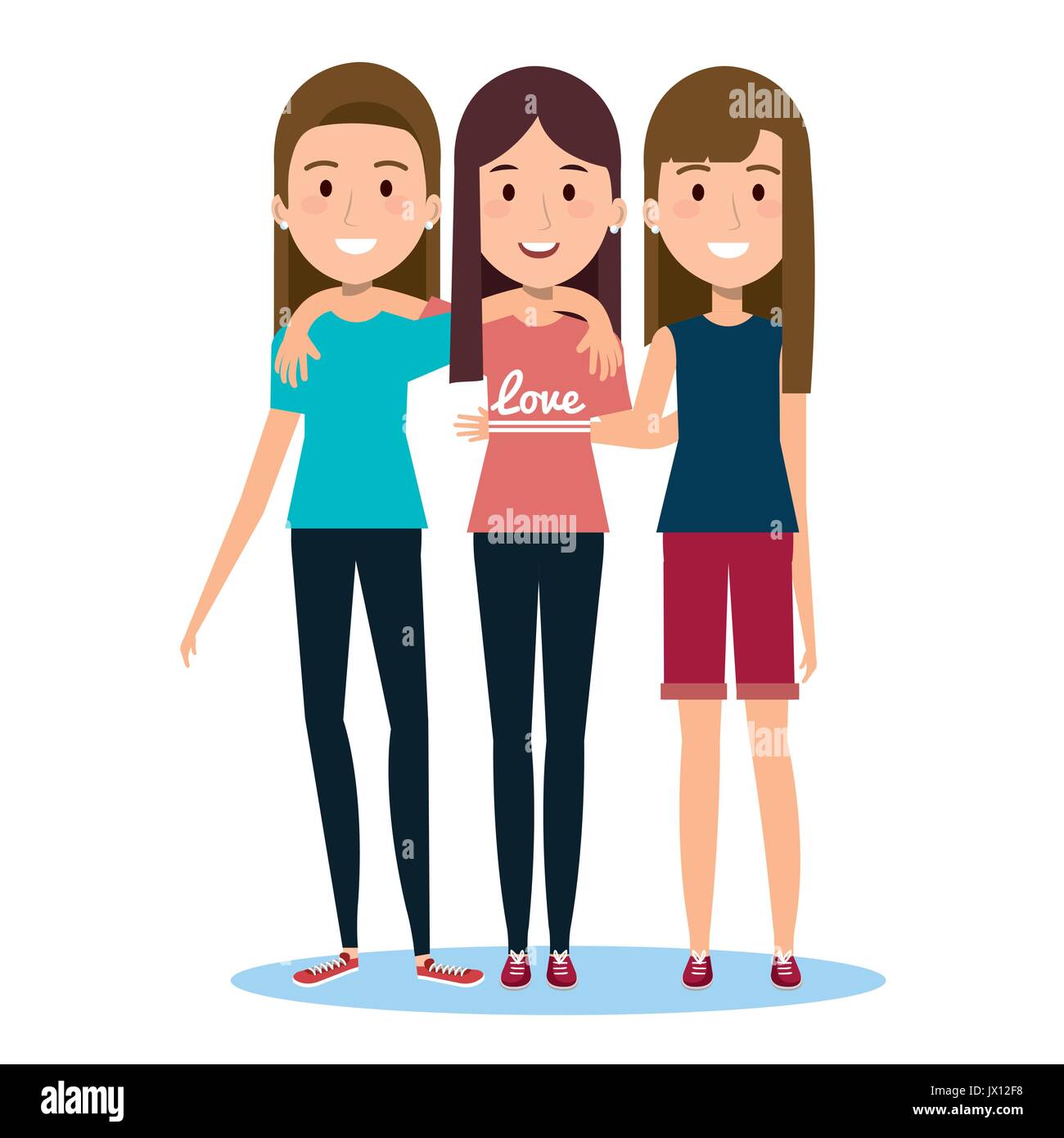 characters embracing three friends on white background vector ...