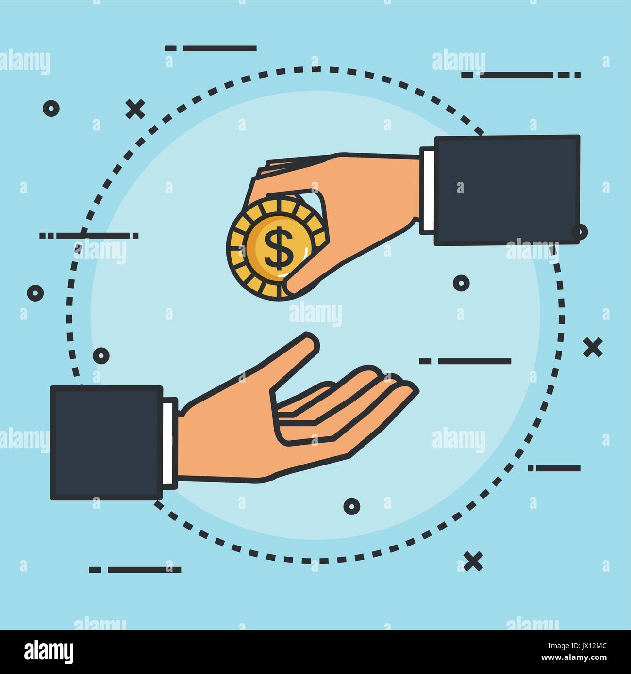 make a donation sign hand giving coin money vector illustration Stock ...