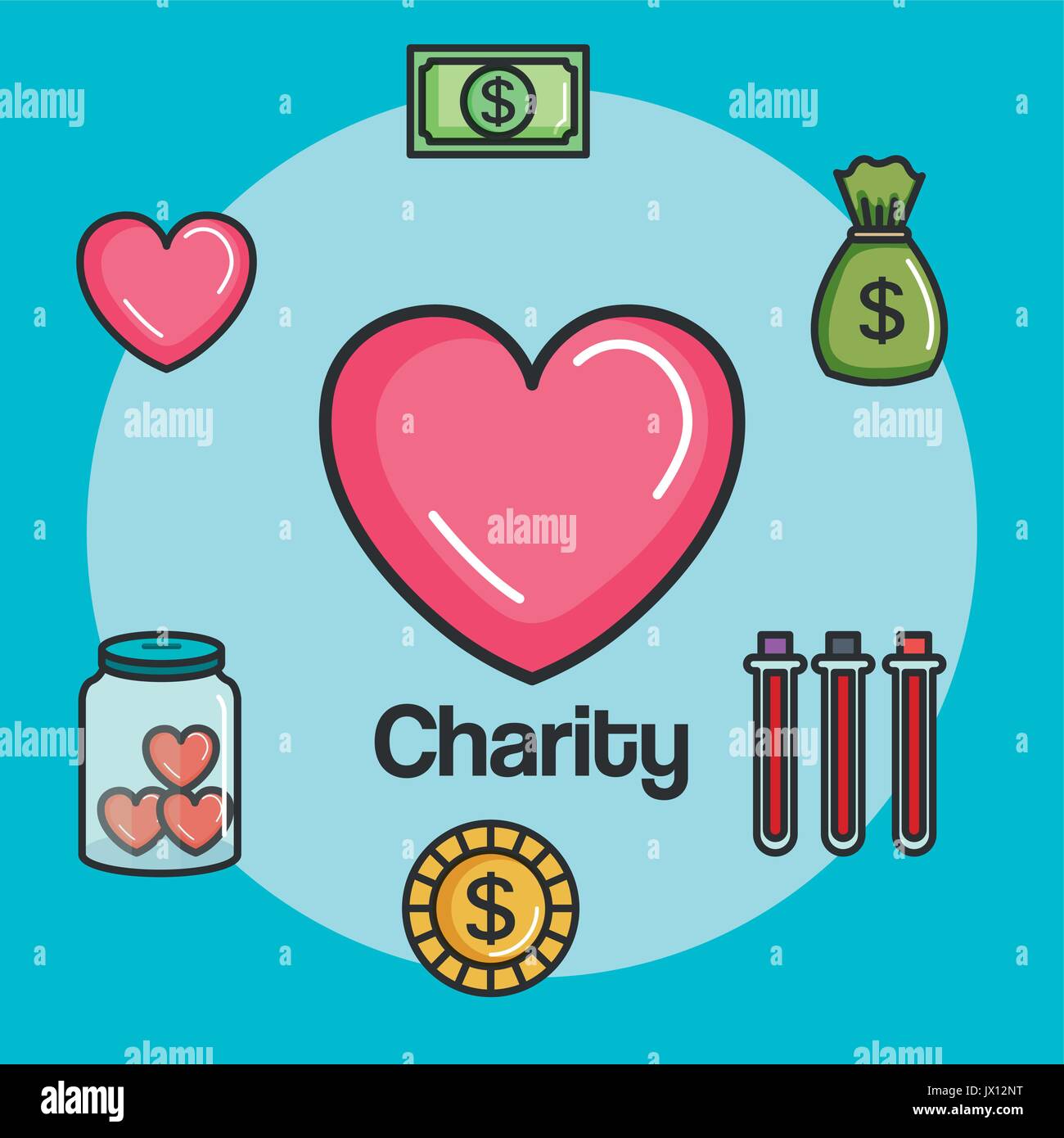 donation charity and volunteer work concept vector illustration Stock ...