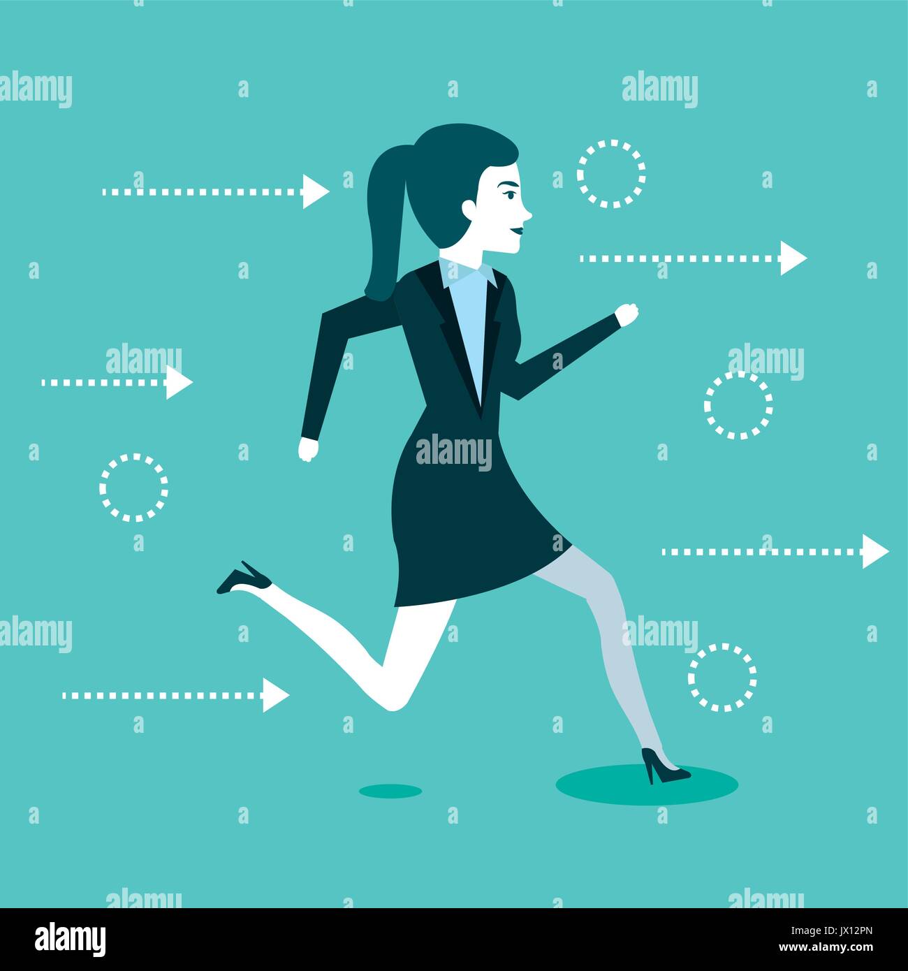 business woman people running to success vector illustration Stock ...