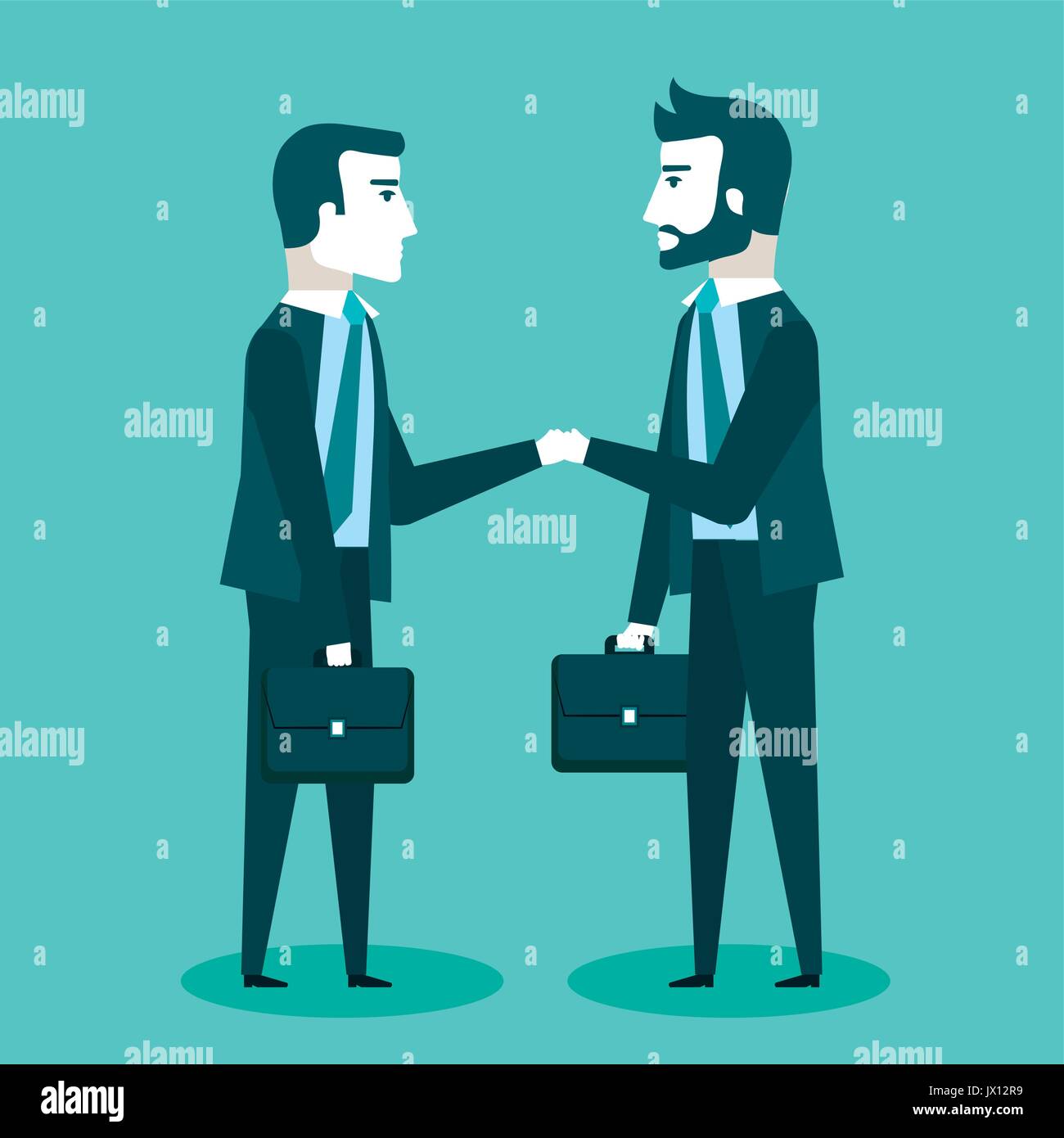 two businessmen in suits are handshaking communication business vector ...