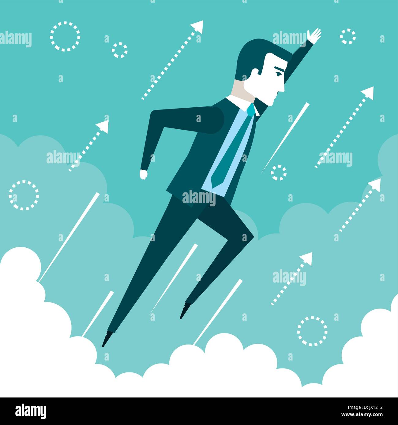 successful businessman flying in the sky success growth business ...