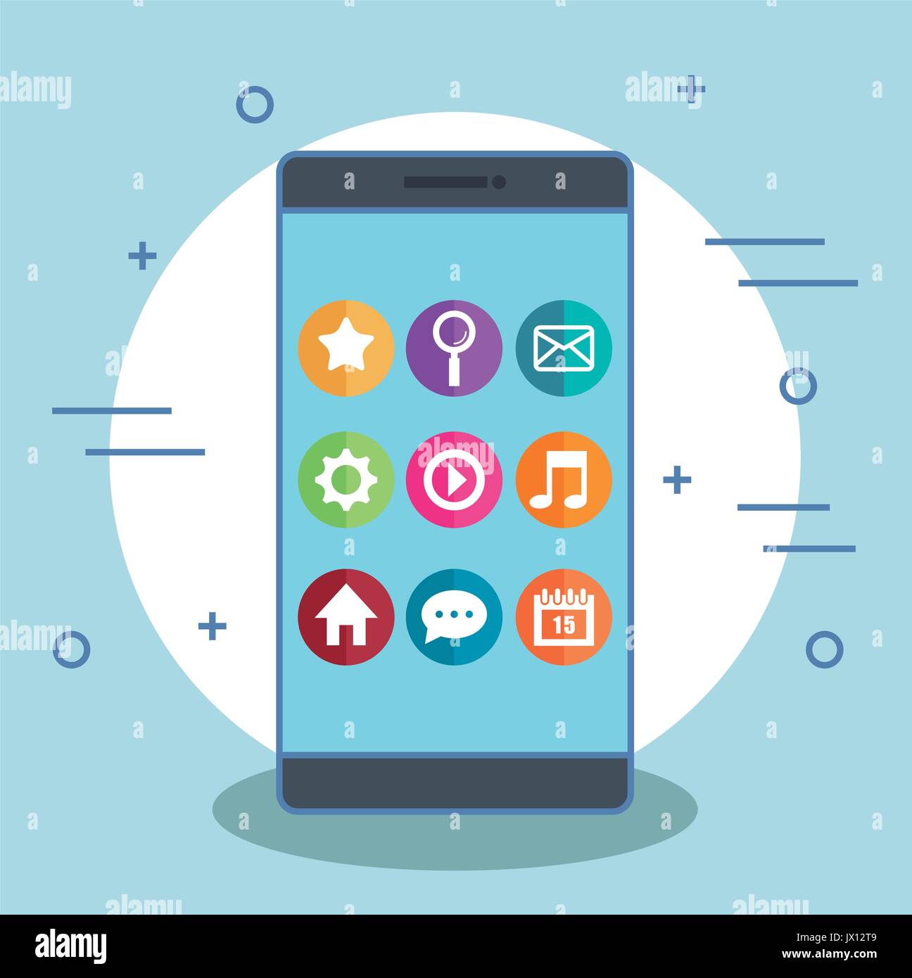 smartphone with app icons on its screen vector illustration Stock Vector Image & Art - Alamy