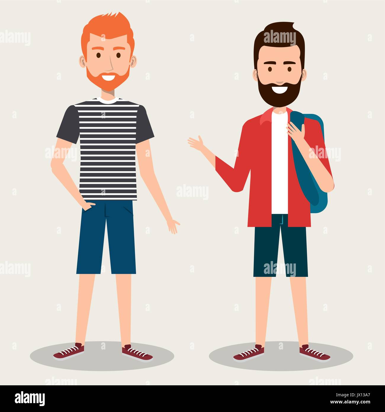 two friendly man students friends together young vector illustration ...