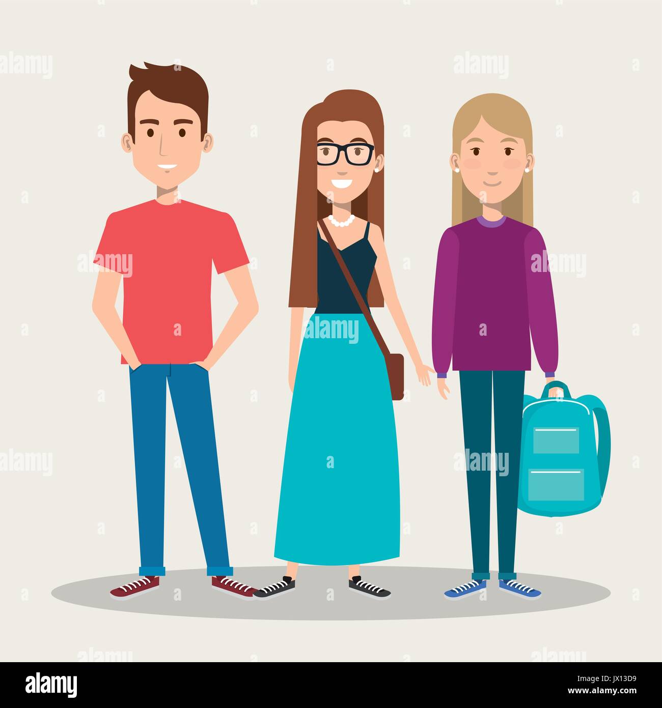 Three school students together Stock Vector Images - Alamy
