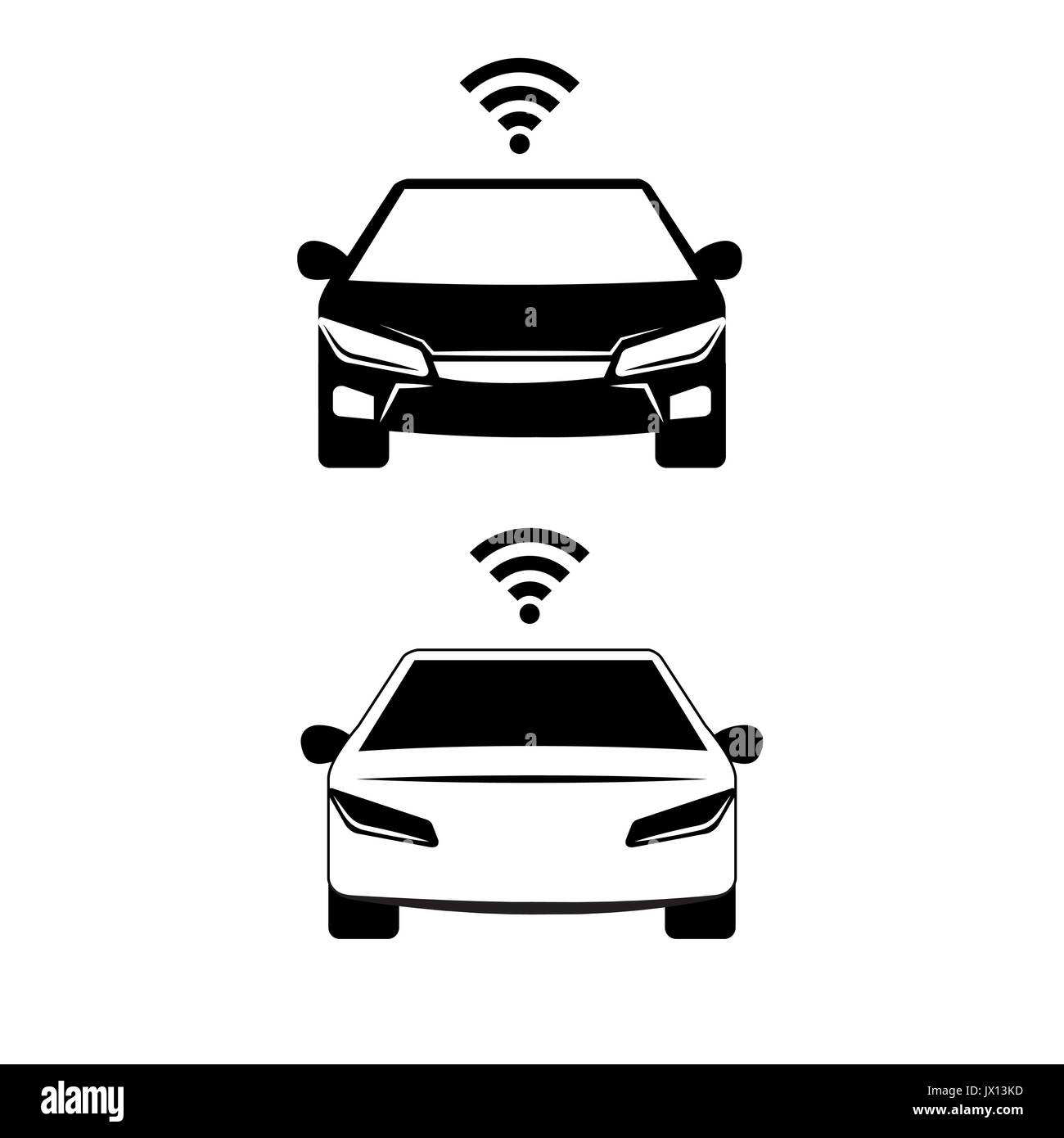 remote sensing system of smart car vehicle front view vector ...