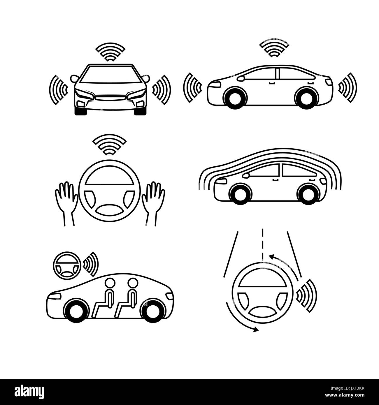 remote sensing system of smart car vehicle front view vector ...