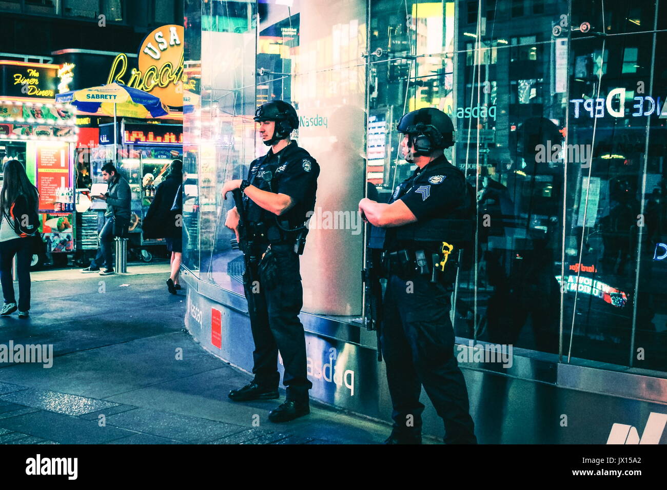 New York, USA - 26 September 2016: NYPD officers on the beat in Times ...