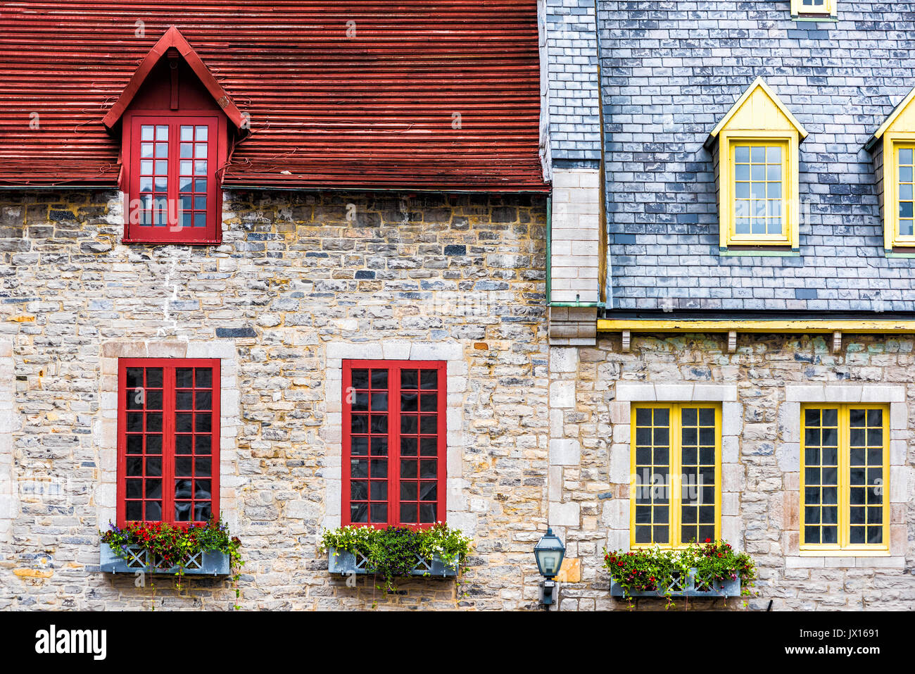 Colorful european stone houses buildings in old city decorated with ...