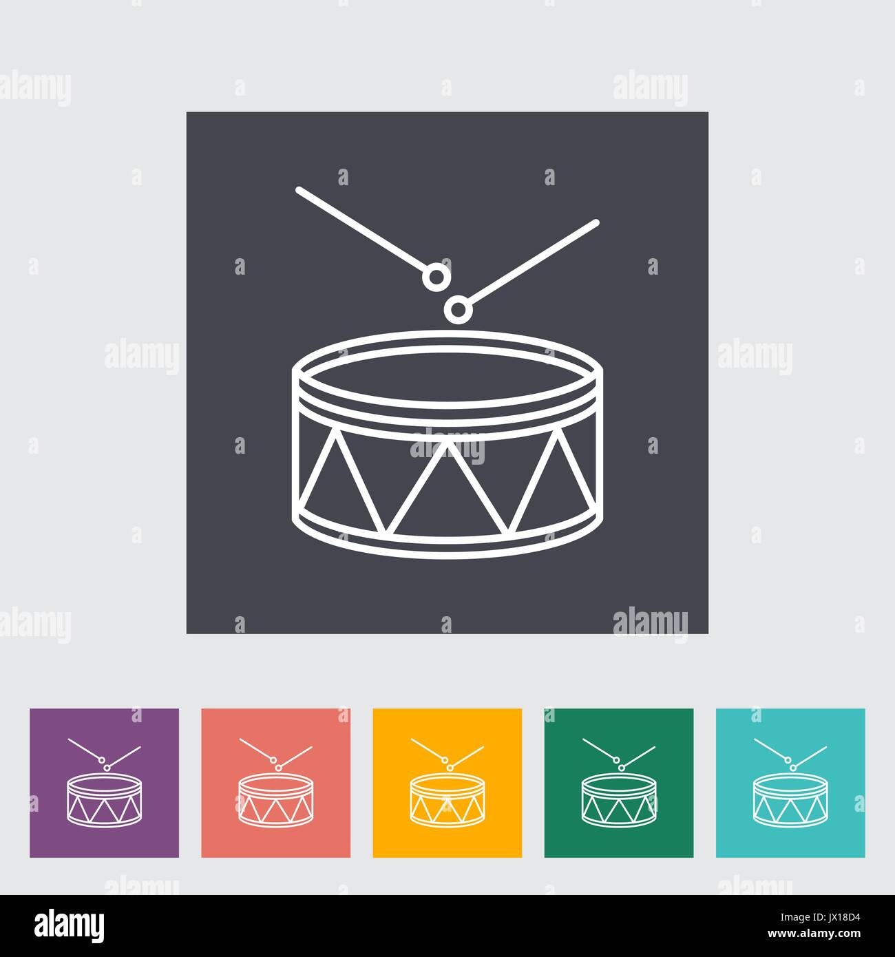 Drum thin line flat vector related icon set for web and mobile ...