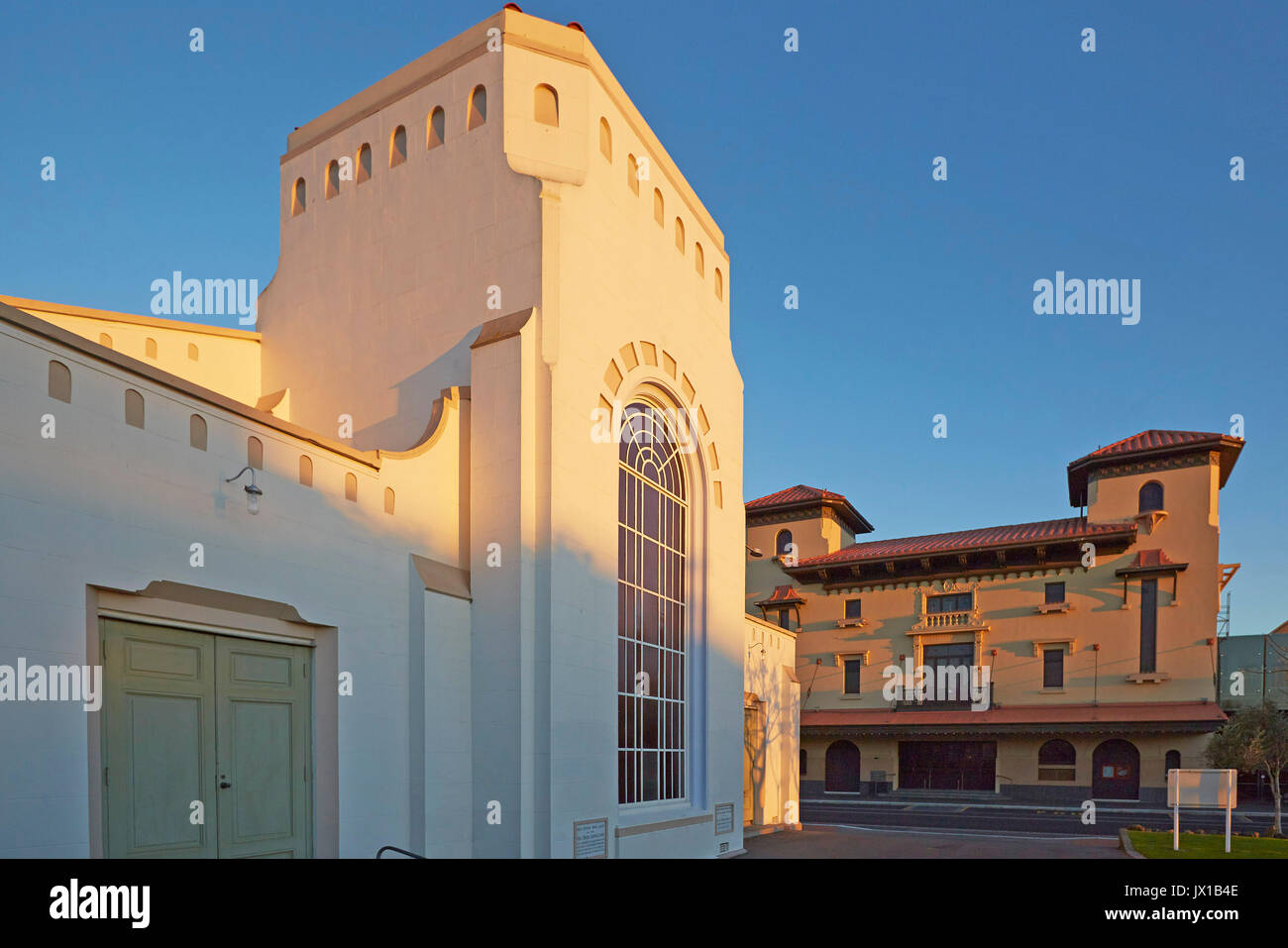 Spanish Mission-style church Wesley Methodist Church Hastings Stock ...