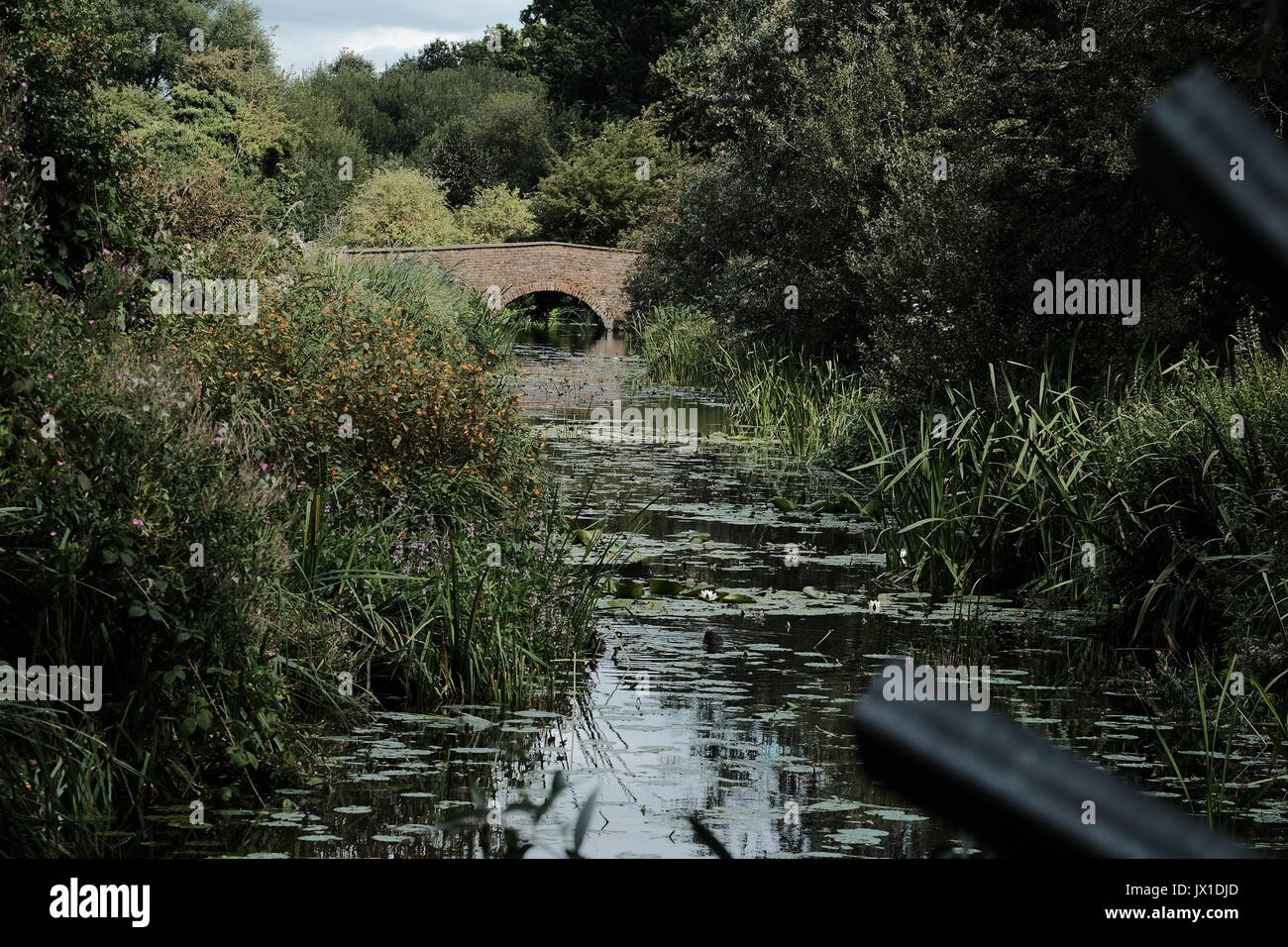red brick bridge over river Stock Photo - Alamy