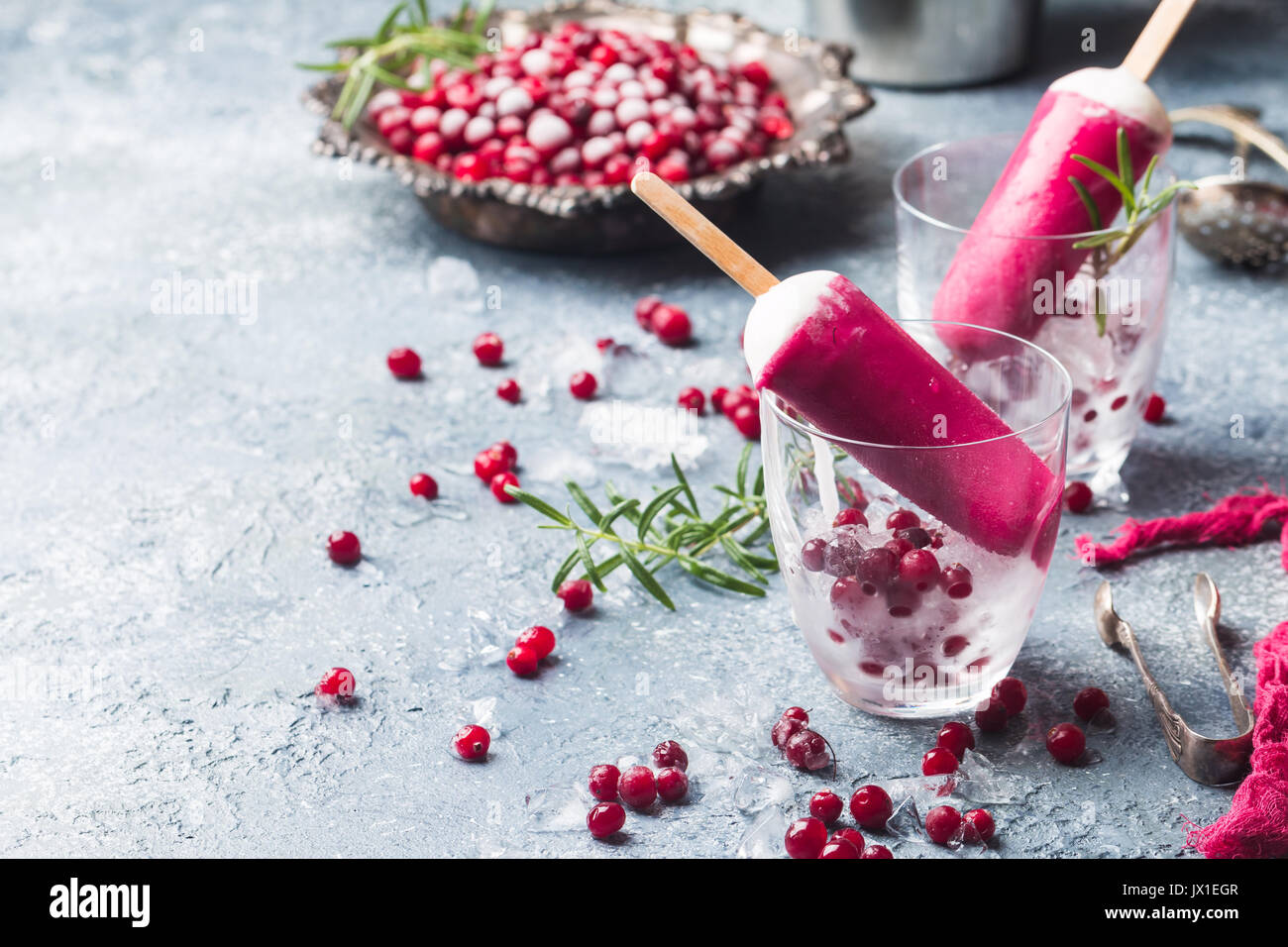 pink cranberry popsicle Stock Photo - Alamy