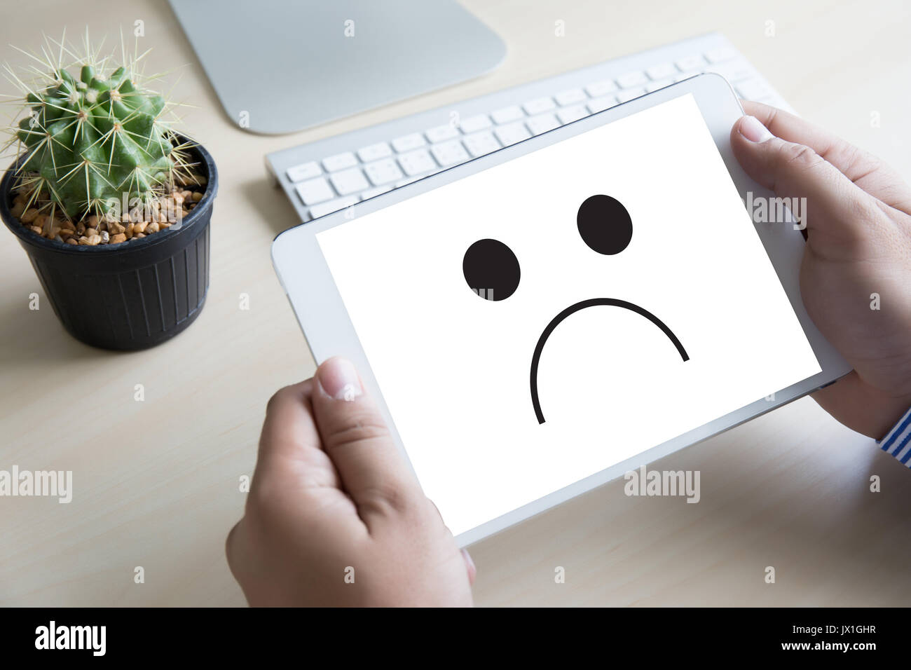 Depressive emotions concept, smiley face emoticon printed depression ...