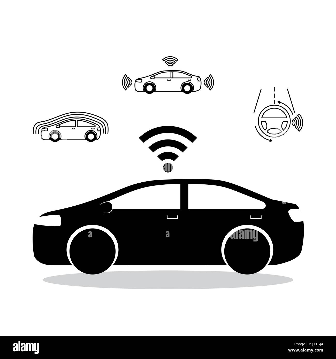 remote sensing system of smart car vehicle front view vector ...