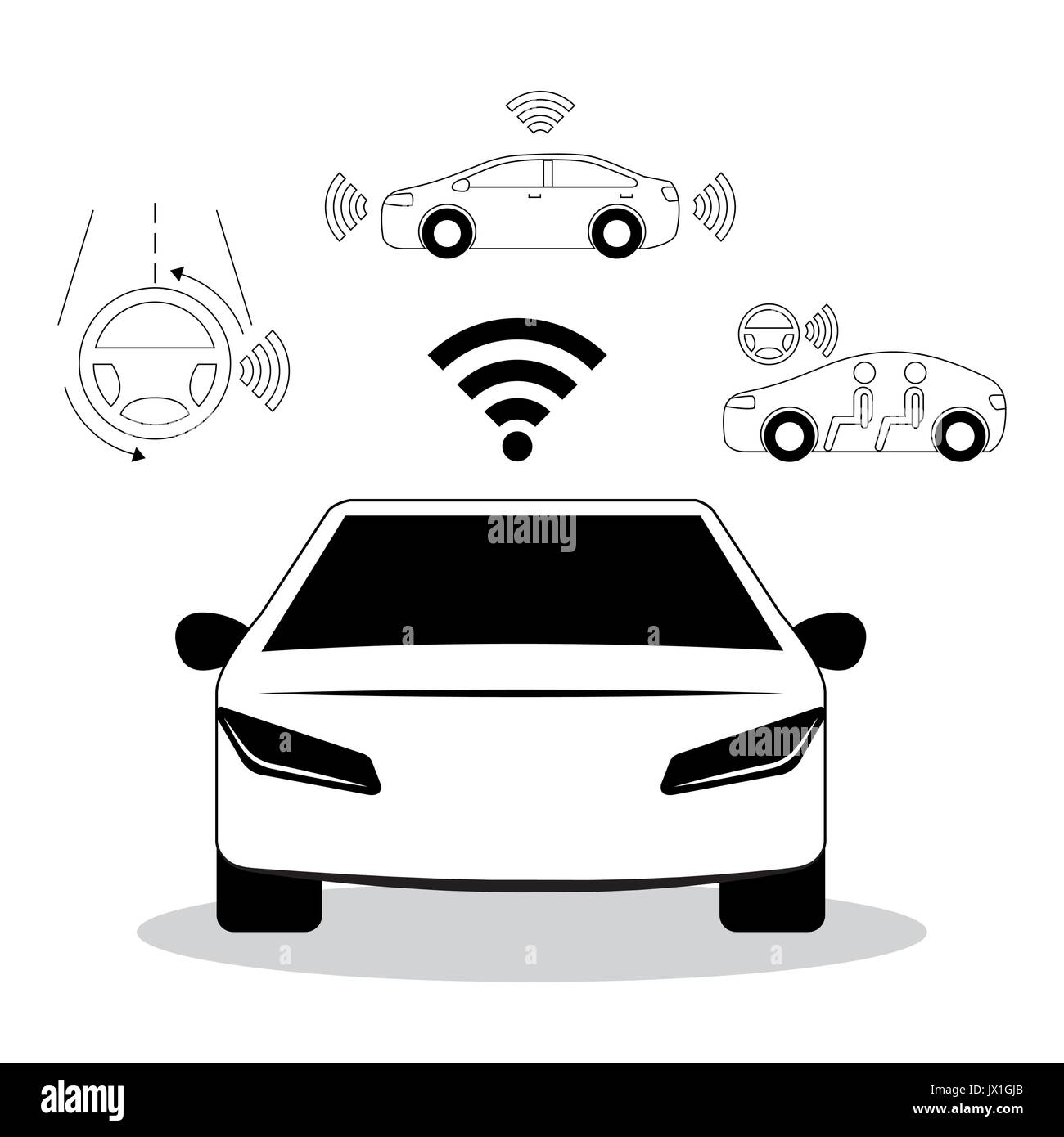 remote sensing system of smart car vehicle front view vector ...