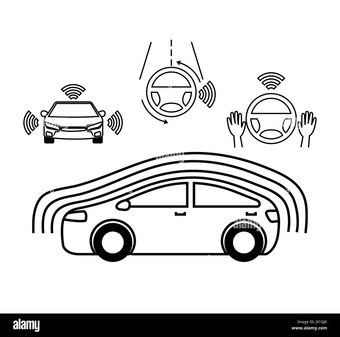 remote sensing system of smart car vehicle front view vector ...