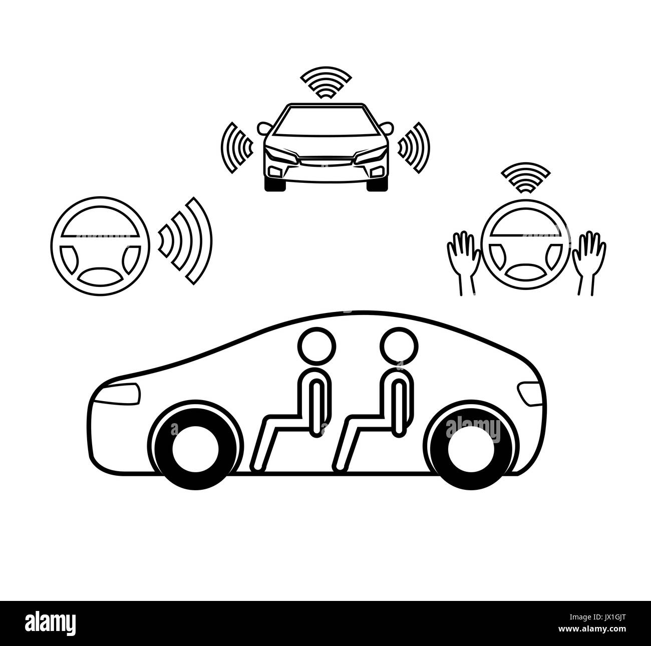 remote sensing system of smart car vehicle front view vector ...