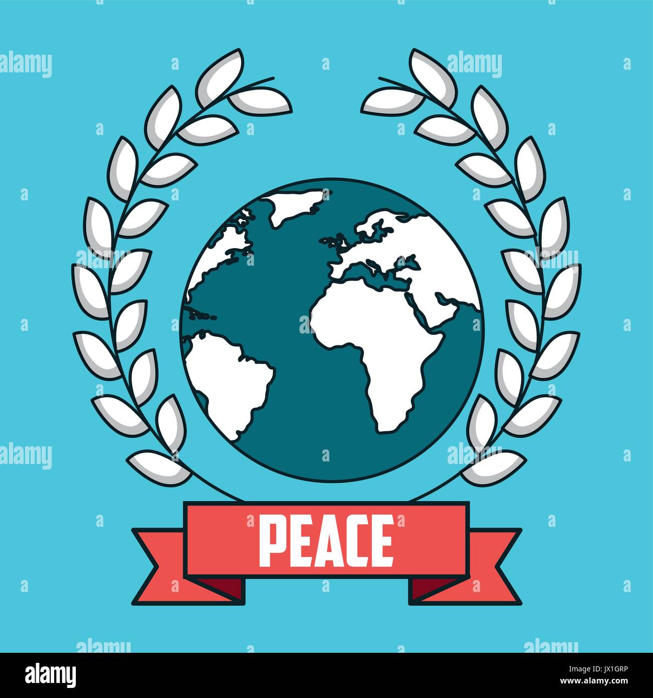 peace world wreath laurel ribbon postcard modern style vector ...