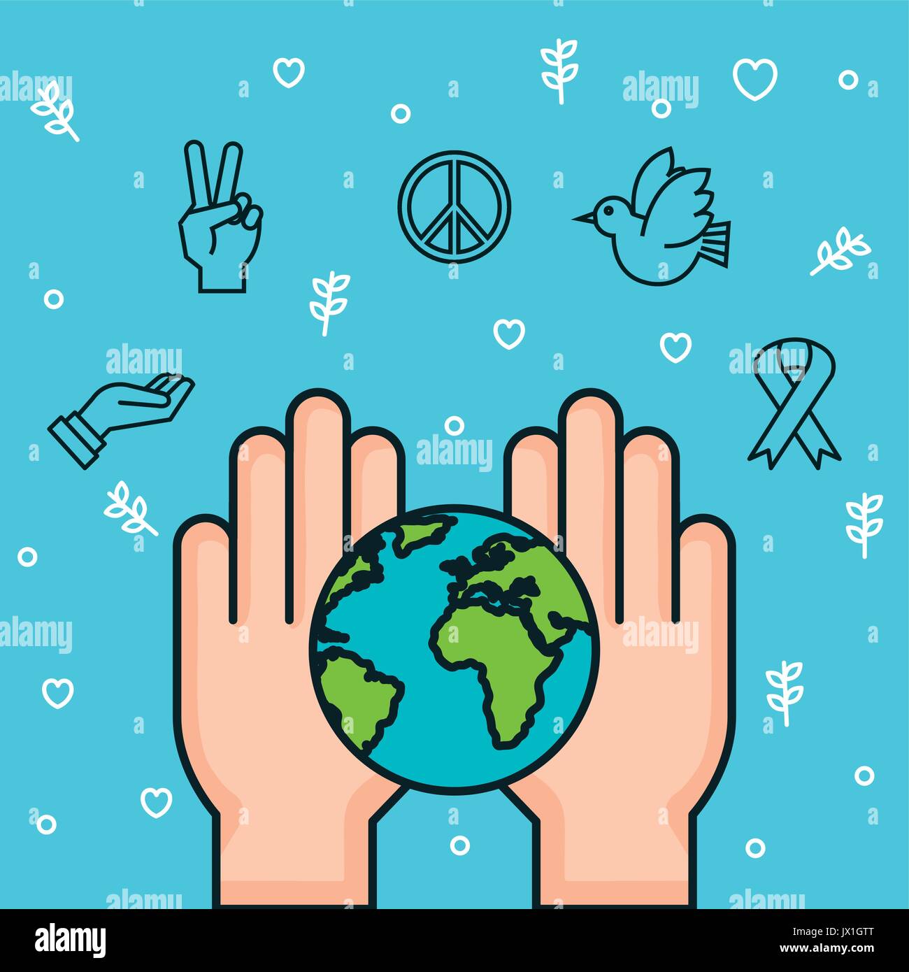 hands world earth together symbol peace vector illustration Stock ...