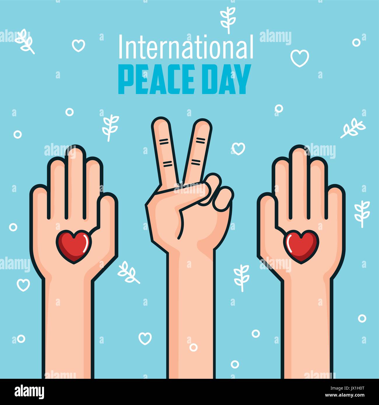 international peace day hands love heart victory gesturing vector ...