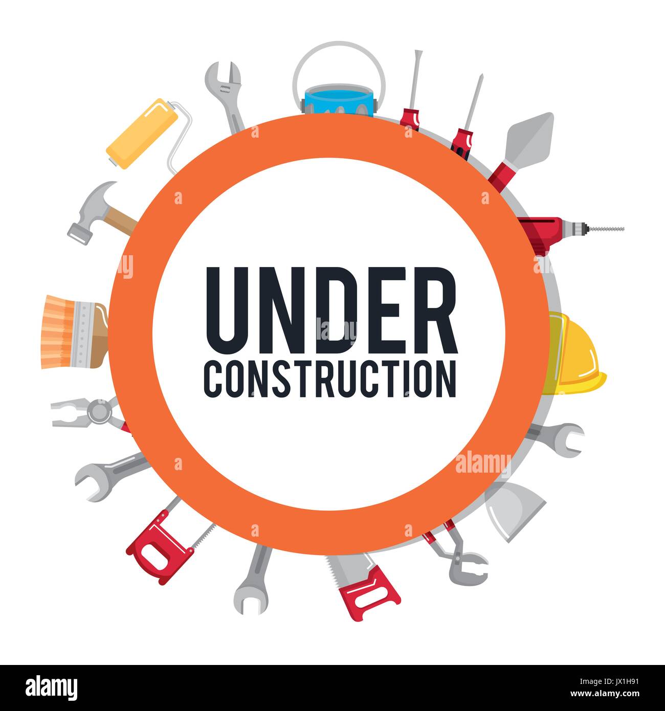 under construction poster tools repair build vector illustration Stock ...