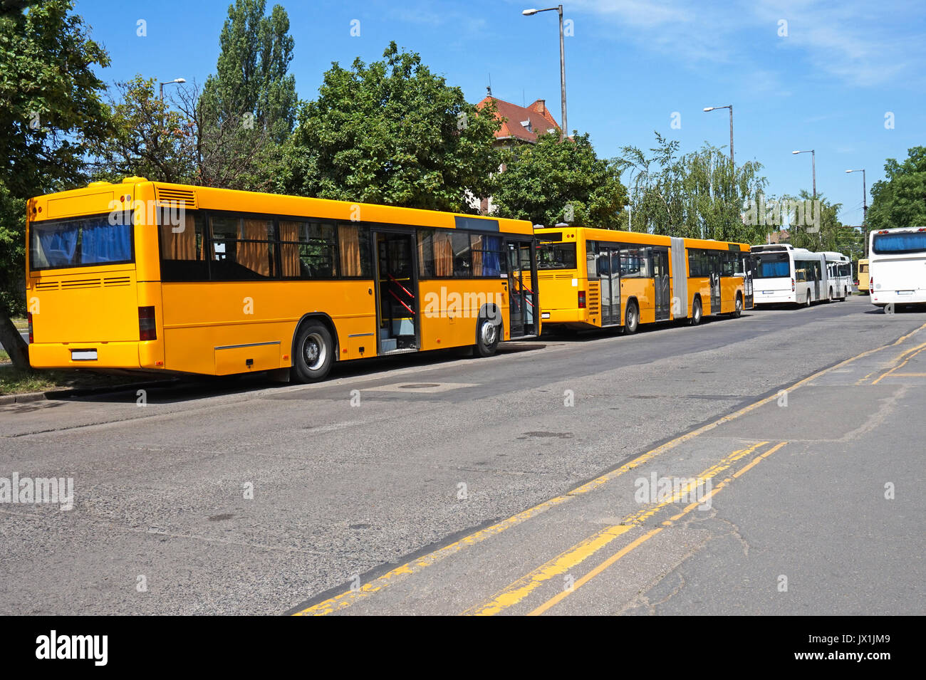 Buses at the terminal Stock Photo - Alamy