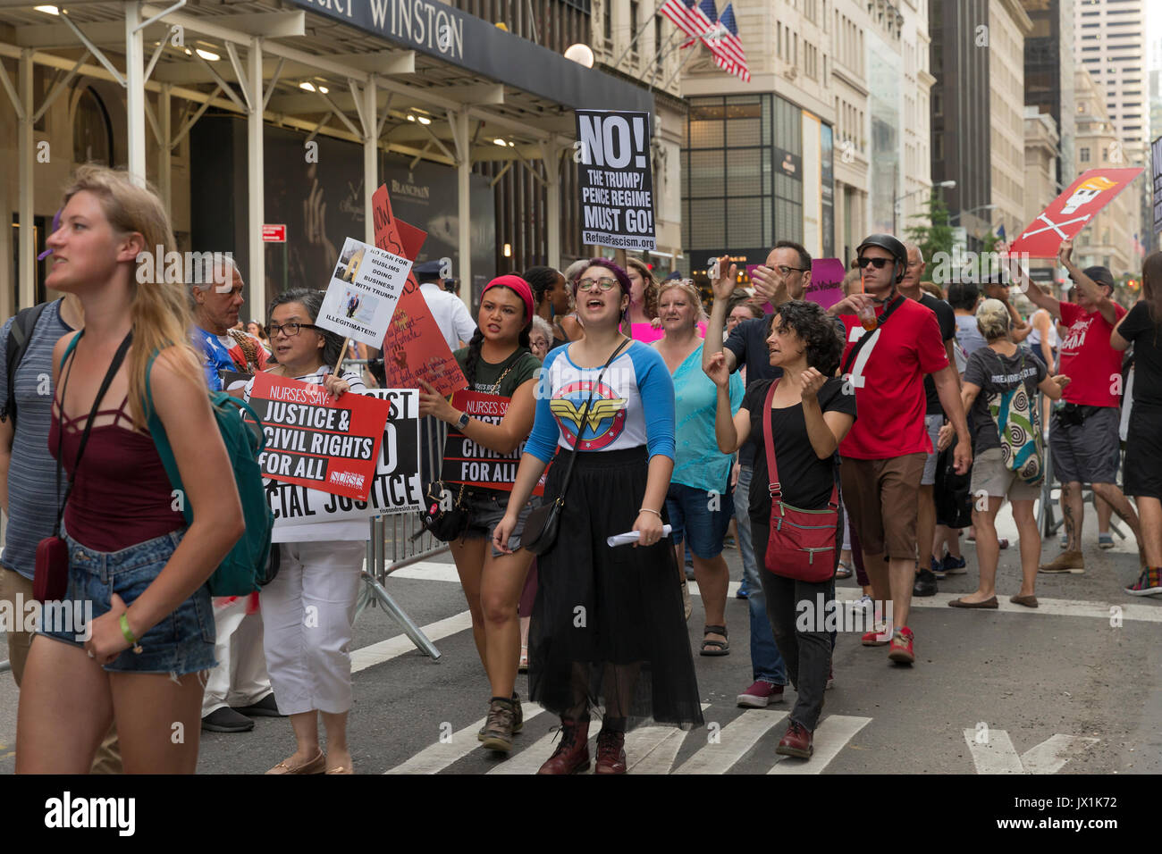 New York, United States. 13th Aug, 2017. About 400 demonstrators attend ...