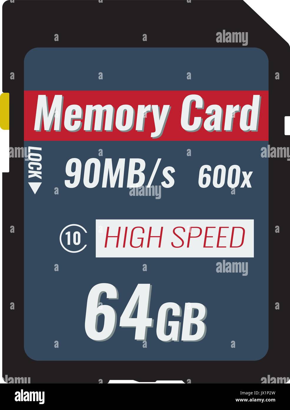 Memory card mockup front side view. Flat color style Illustrated vector ...