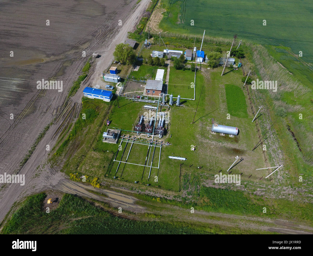 Equipment for the drying gas and condensate collection. Top view. Top view of the equipment for ...