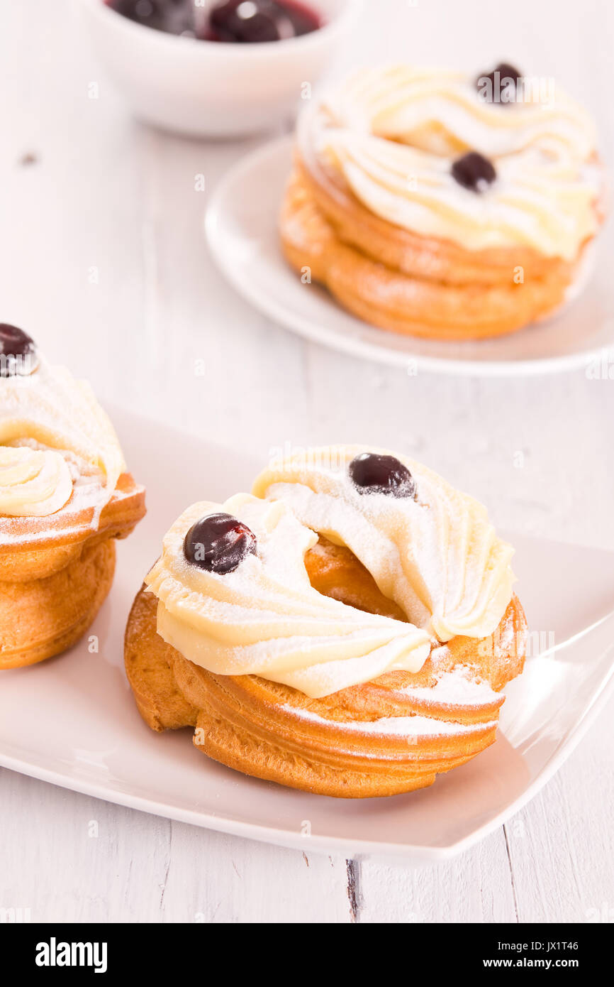 Zeppole with pastry cream Stock Photo - Alamy