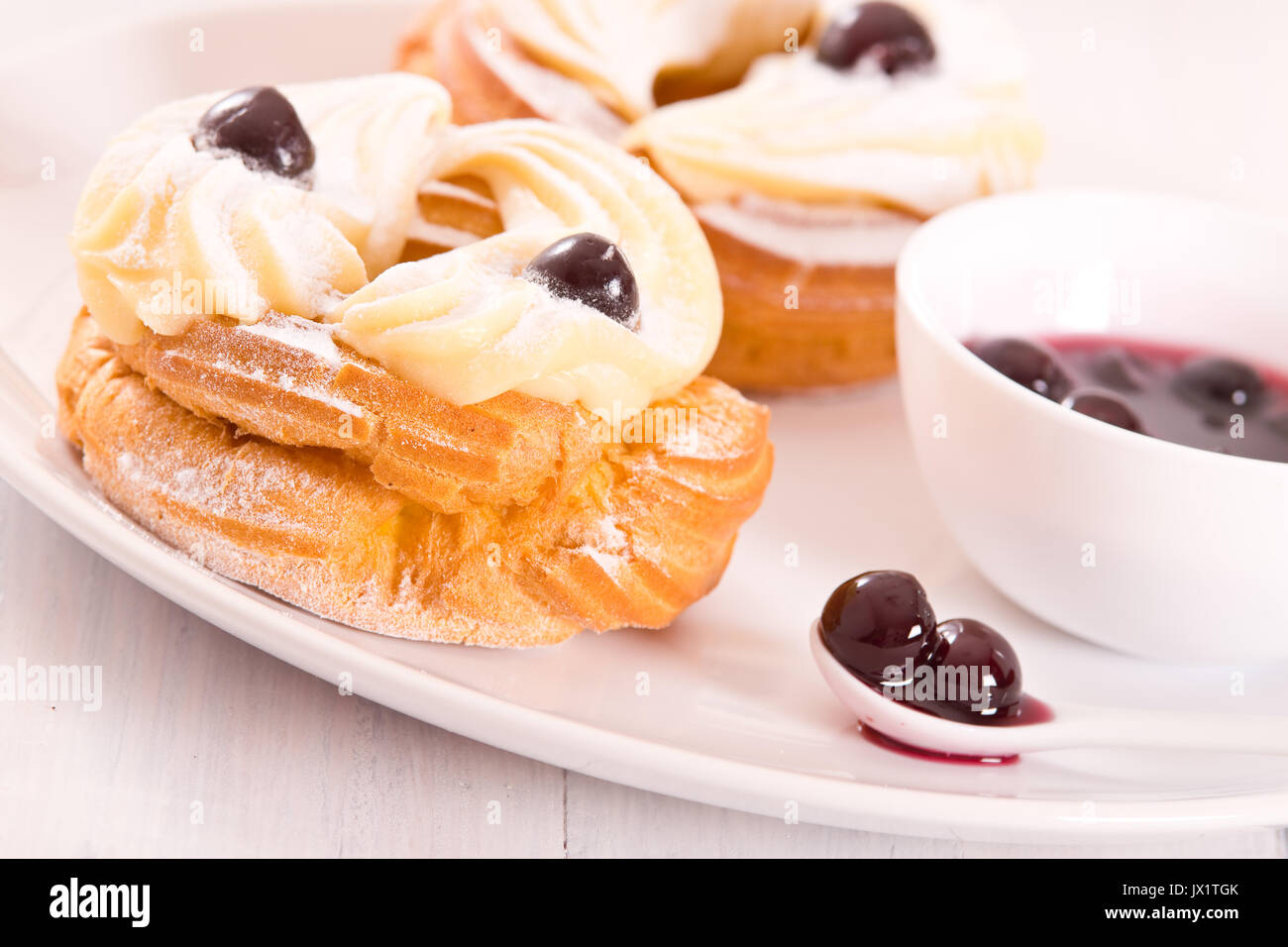 Zeppole with pastry cream Stock Photo - Alamy