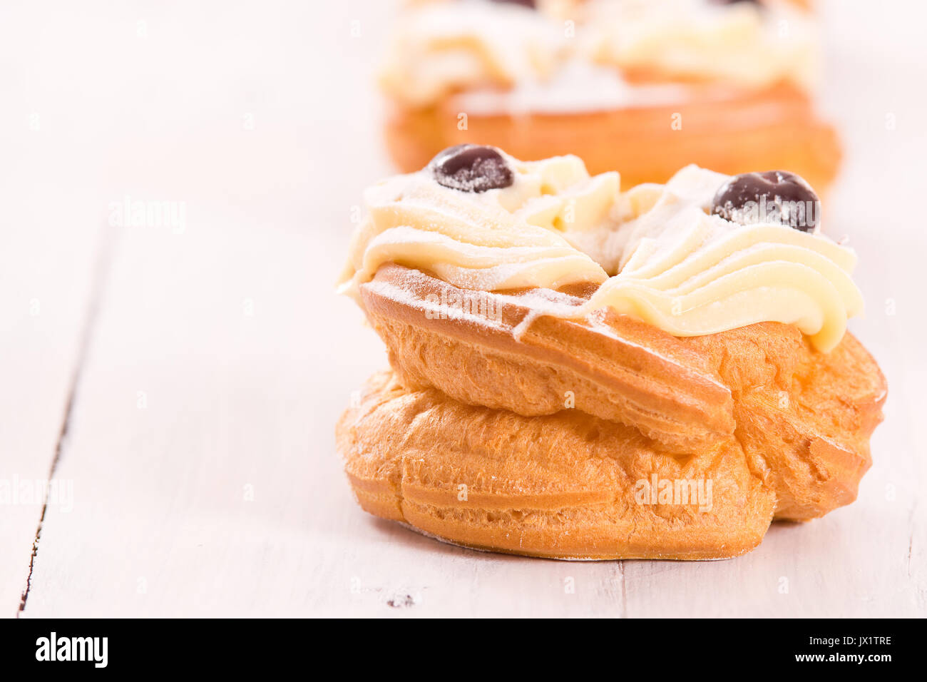 Zeppole with pastry cream Stock Photo - Alamy