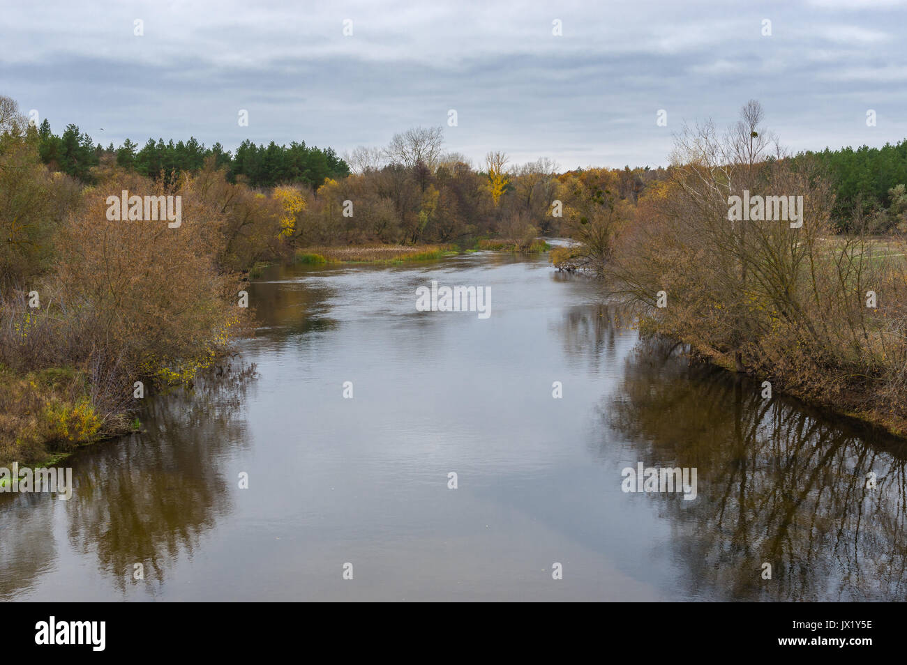 Evening landscape with Psel river near Byshkin' village in Sumskaya ...