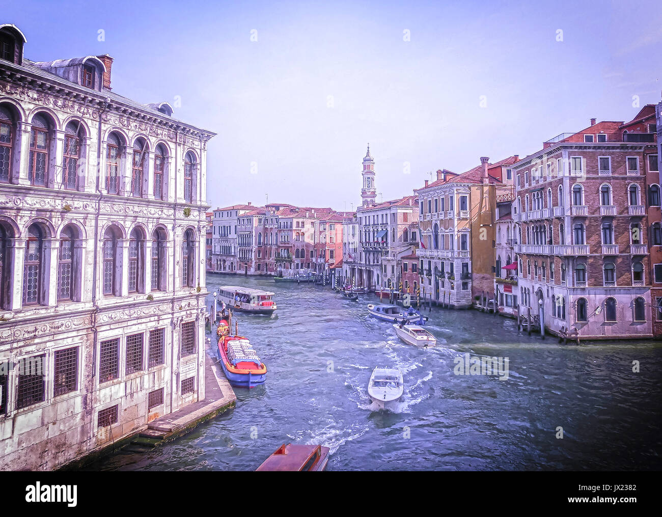 The toned image in retro stile. Beautiful view from Grand Canal on ...