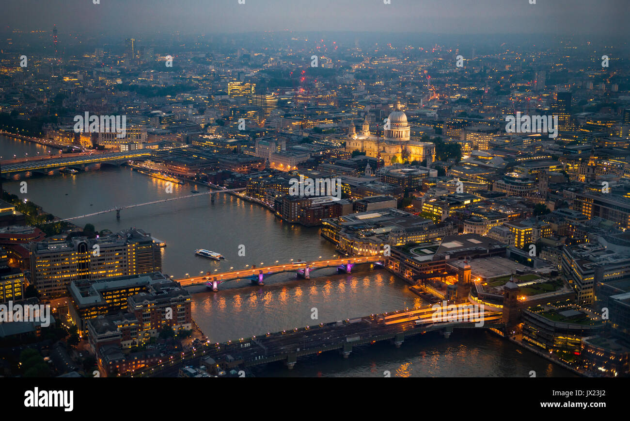 View of River Thames with London Bridge, Millenium Bridge and St. Paul ...