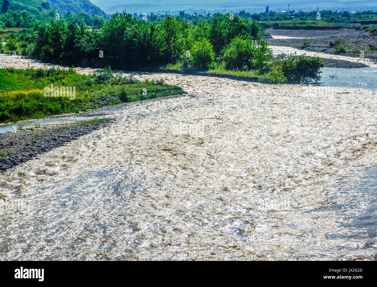 Cherek river near Village of Stary Cherek in the Urvan district of the ...