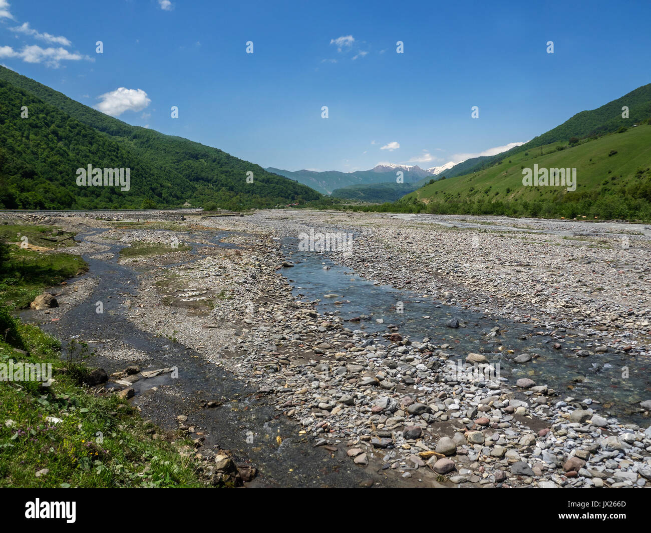 Valley of the Aragvi River. The slopes of the valley overgrown with ...