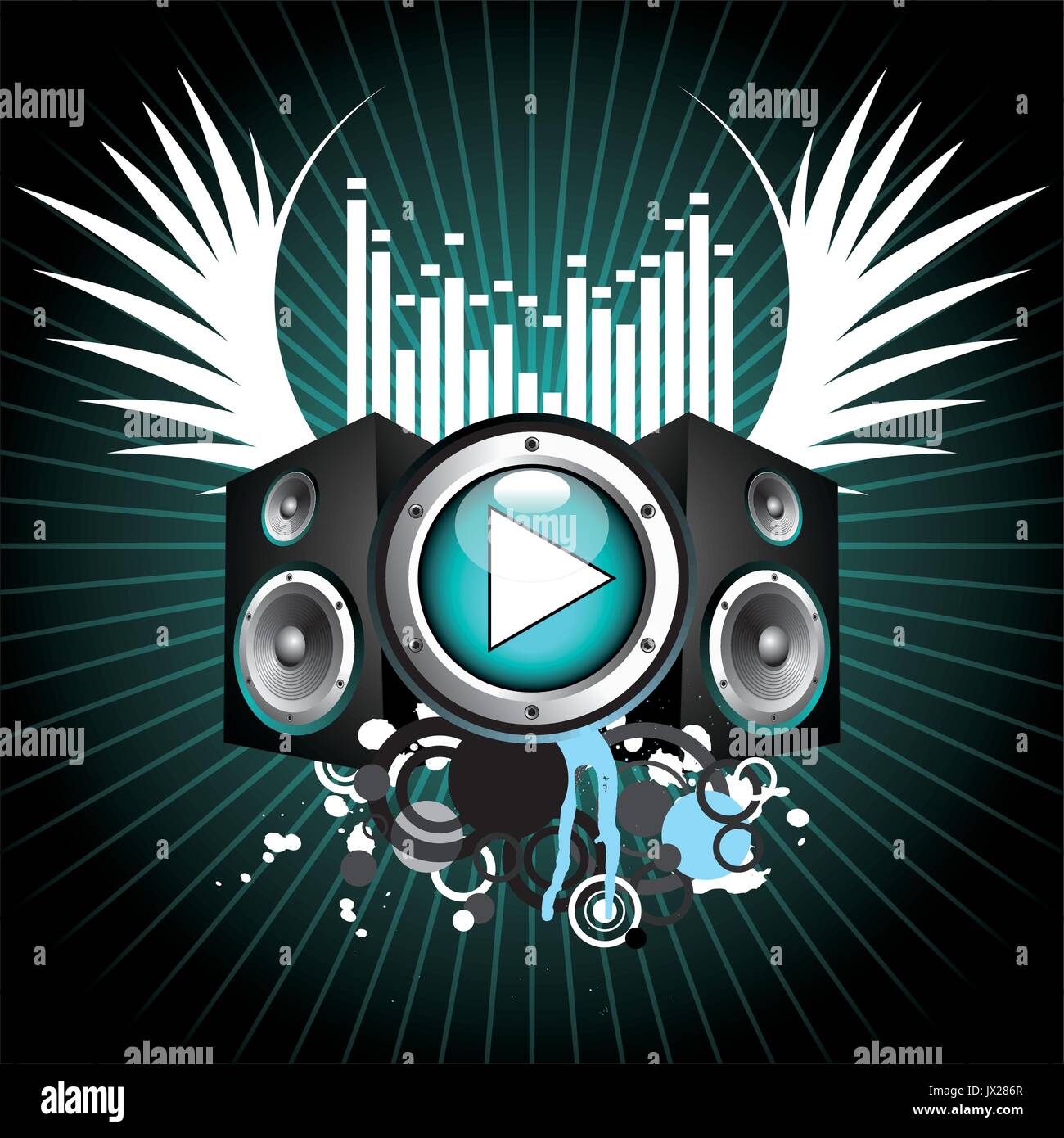 vector illustration for musical theme with play button and speakers ...