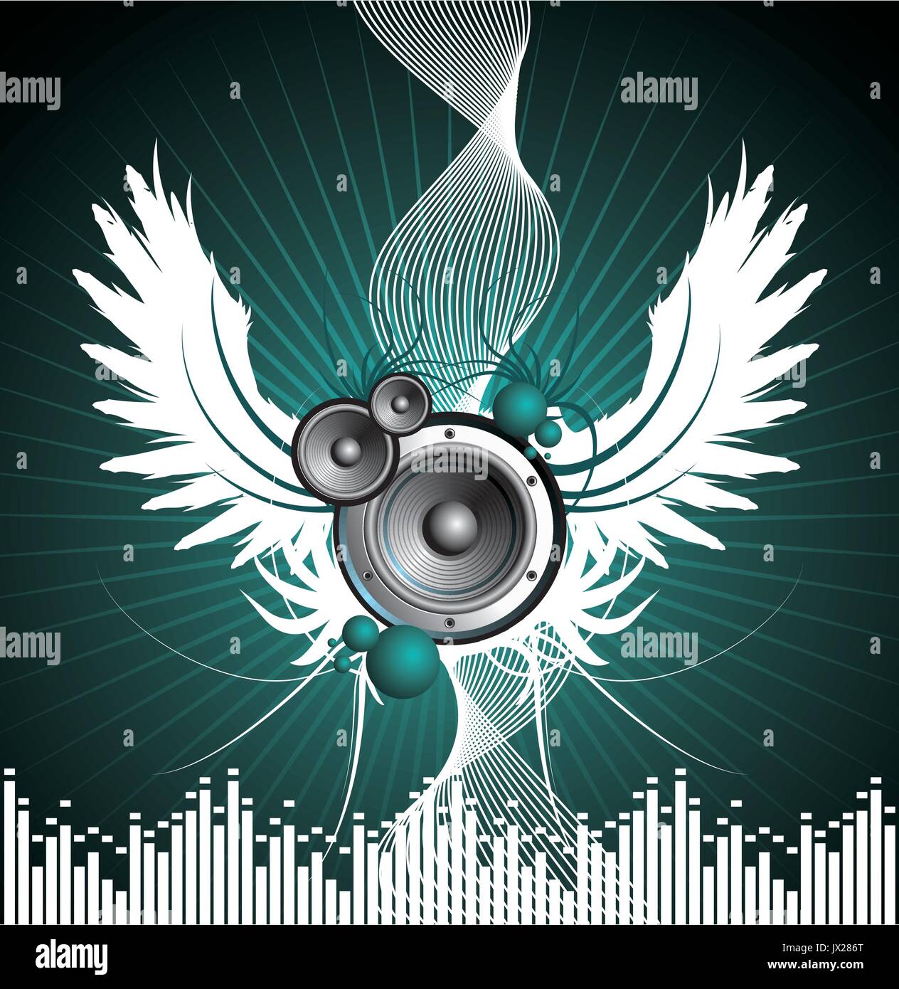 vector illustration for musical theme with speakers and wing Stock ...
