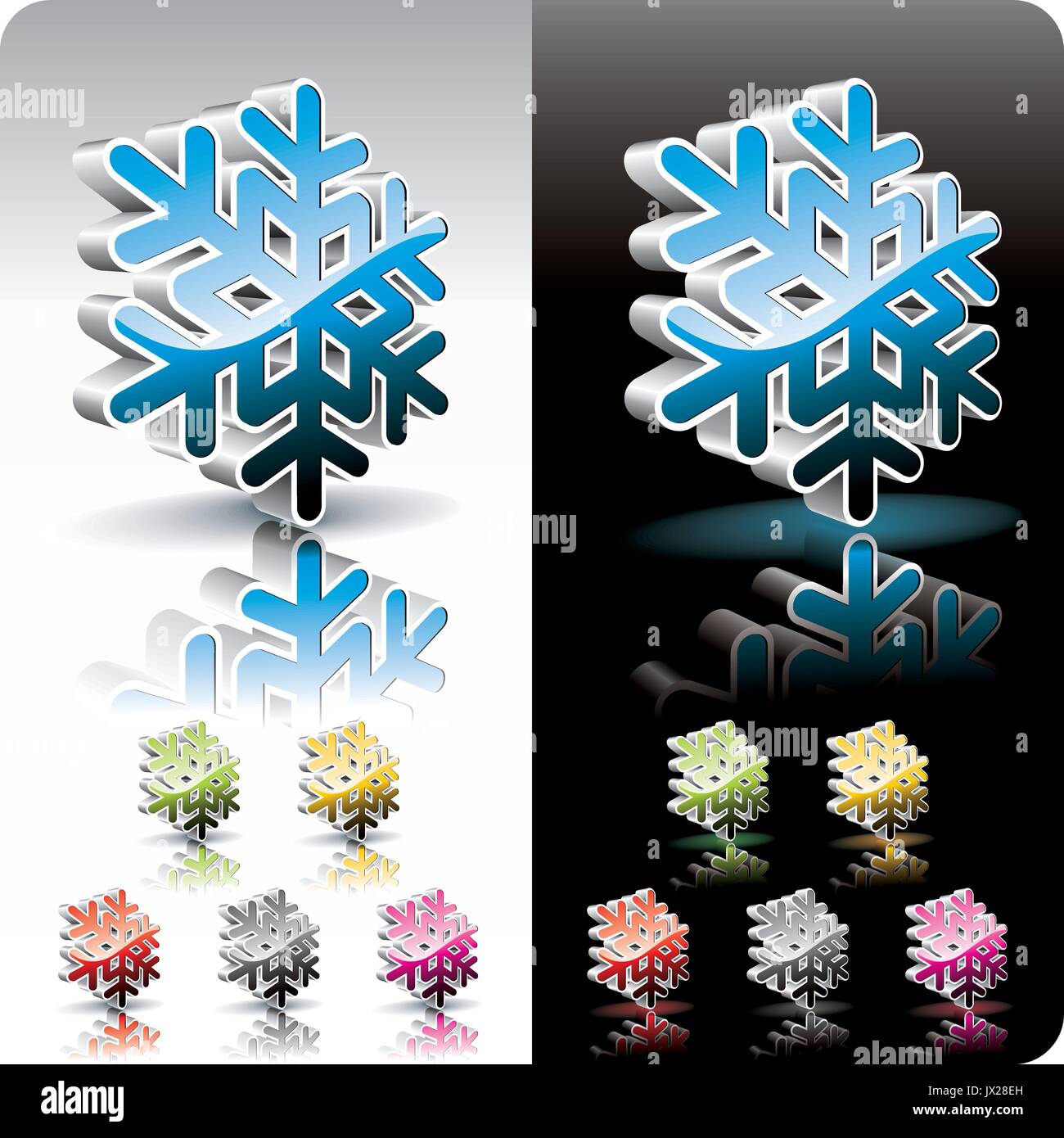 Shiny 3d snowflake button set Stock Vector Image & Art - Alamy
