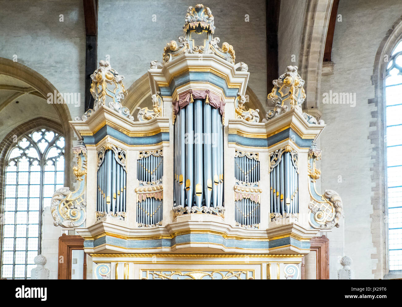 Rotterdam, The Nederlands, the antique choir organ in the San Lorenzo ...