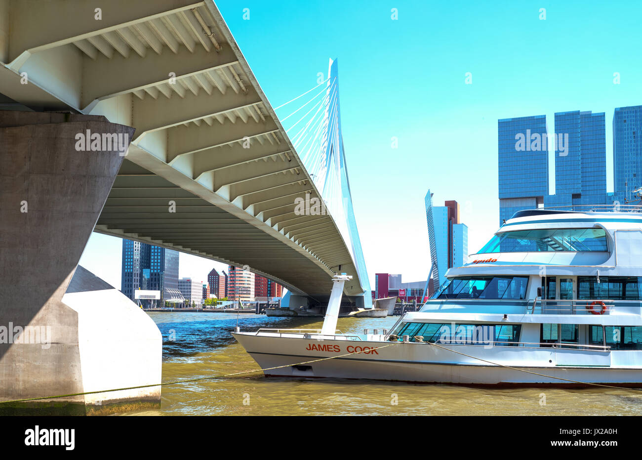 Rotterdam, The Nederlands - July 18, 2016: A Tour boat under the ...