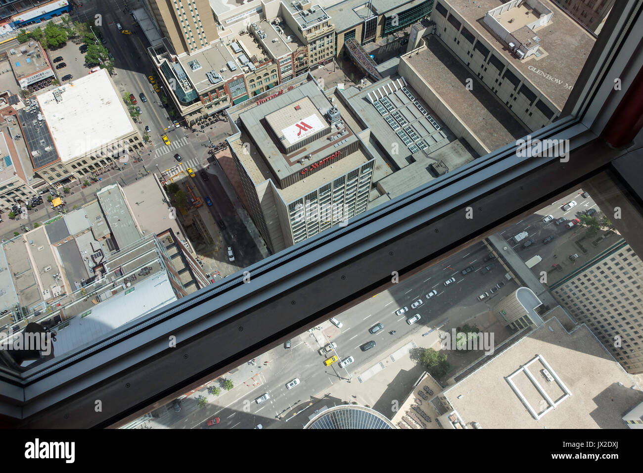 An Aerial View of The Calgary Marriott Hotel Through The Glass Floor of ...