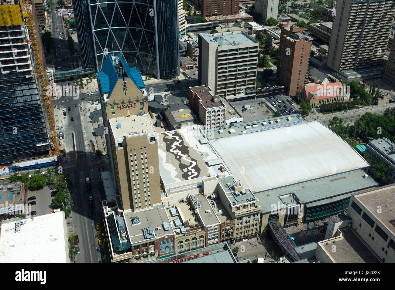 The Hyatt Regency Hotel and The Bow Skyscraper Building in Centre ...