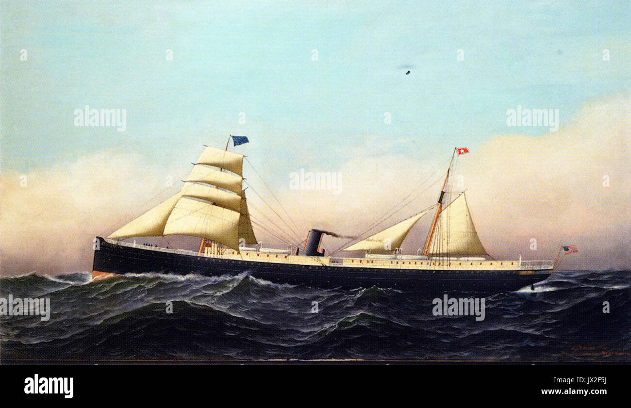 SS Columbia Full Sail Stock Photo - Alamy