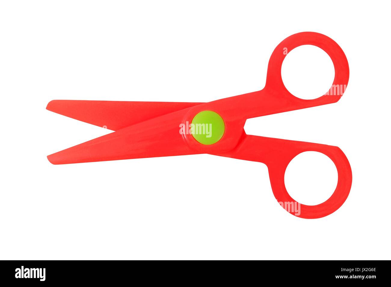Small plastic red scissors isolated on white background Stock Photo - Alamy
