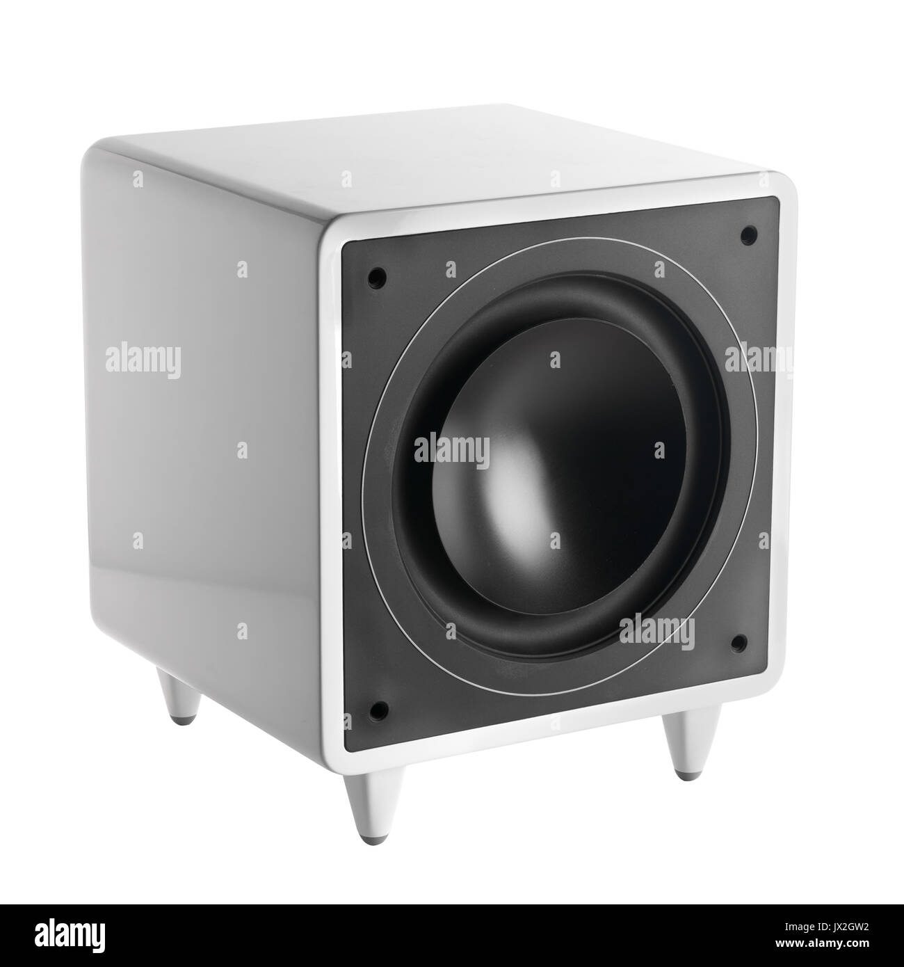 White high gloss subwoofer on white background, isolated Stock Photo ...