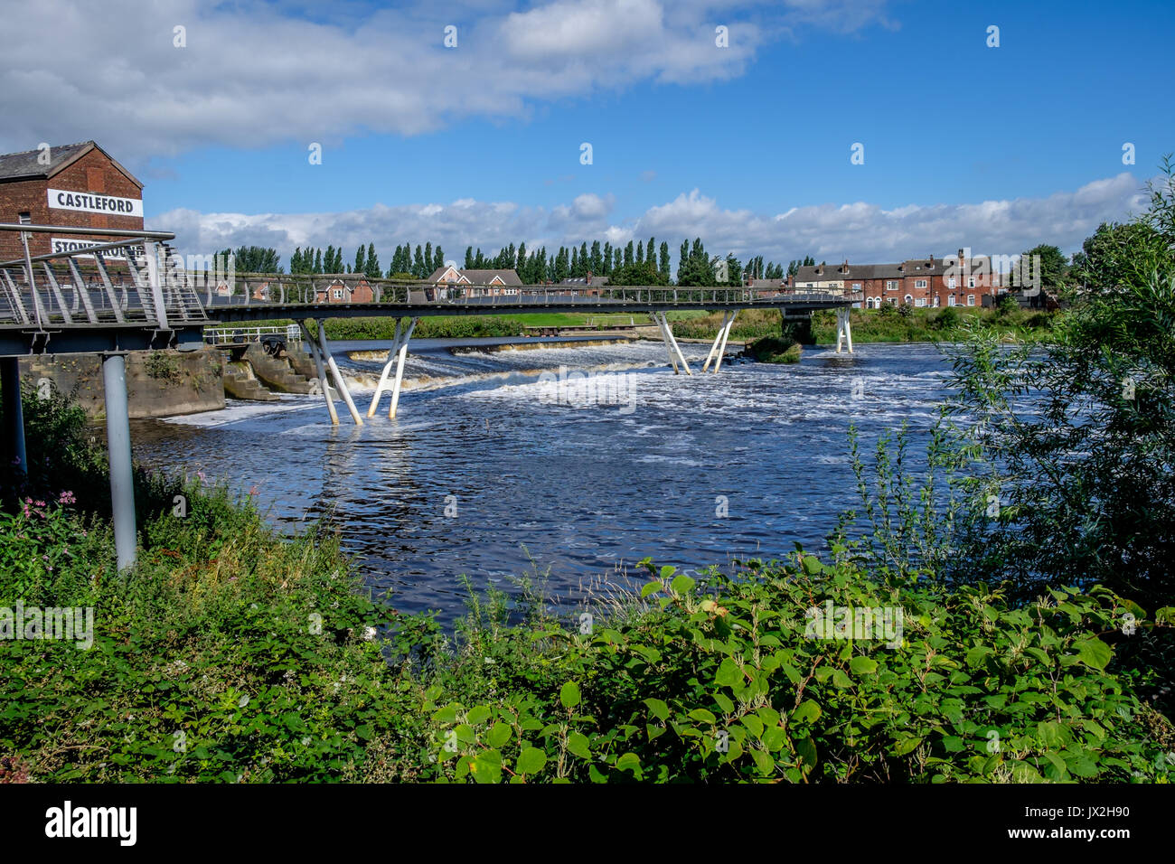 The weir at Castleford town centre Stock Photo - Alamy