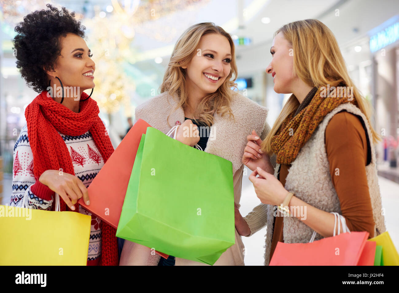 Meeting with best friends at the shopping mall Stock Photo - Alamy